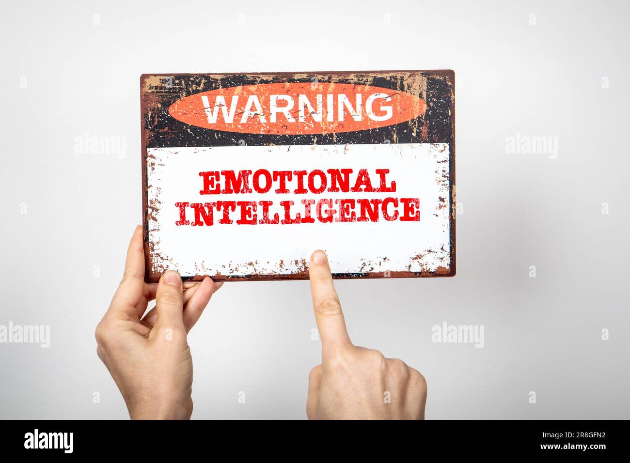 Emotional Intelligence. Warning sign with text on a white background ...