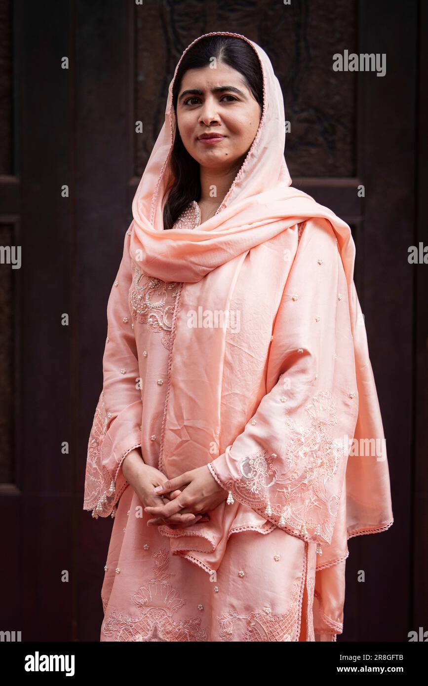 Malala Yousafzai poses for photographers upon arrival at the National ...