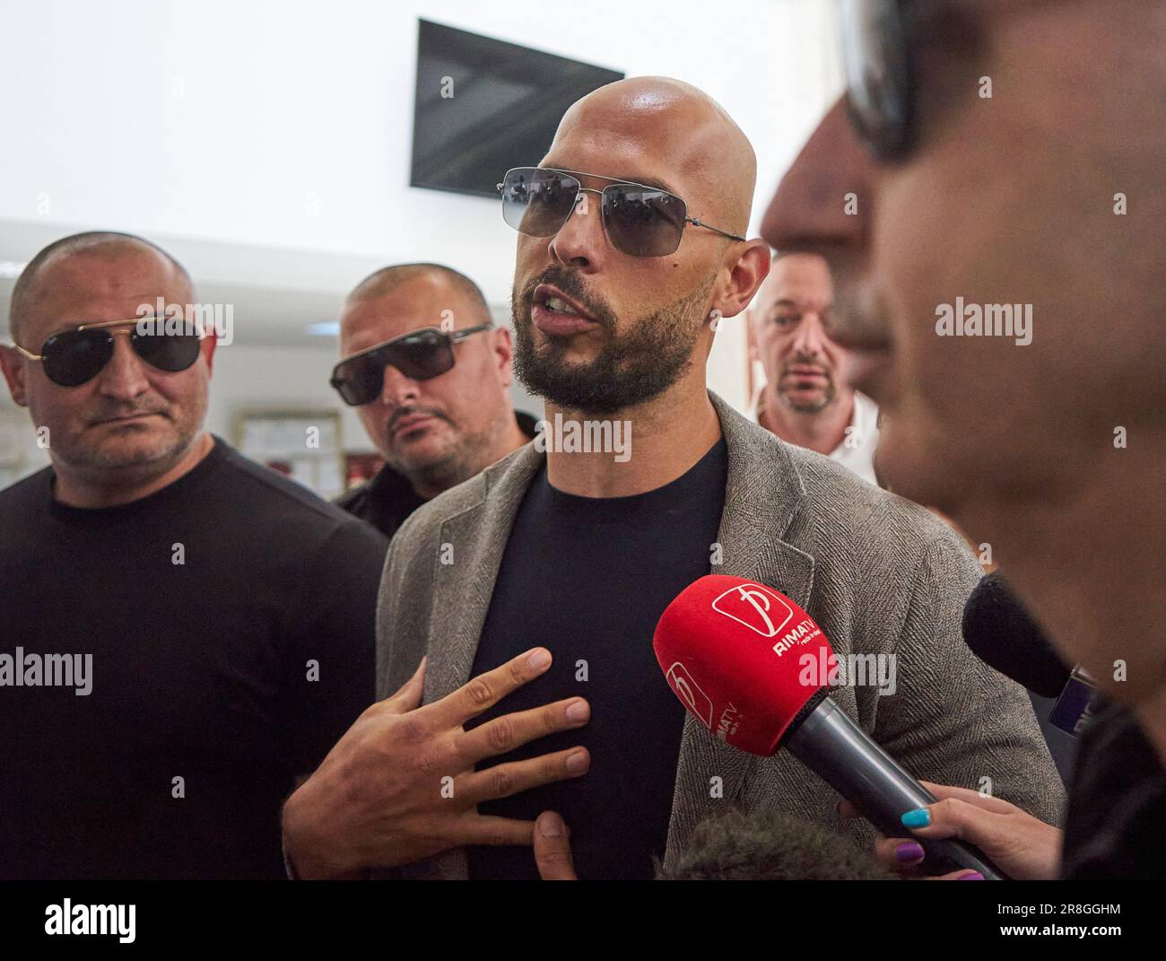 Bucharest, Romania. 21st June, 2023: Andrew Tate and his brother ...