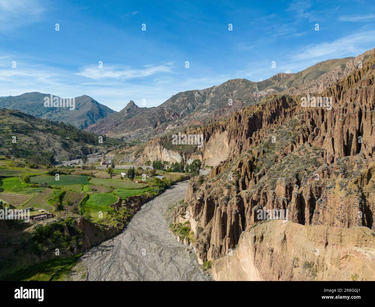 Aerial view of the beautiful Palca Canyon, a natural sight in the ...