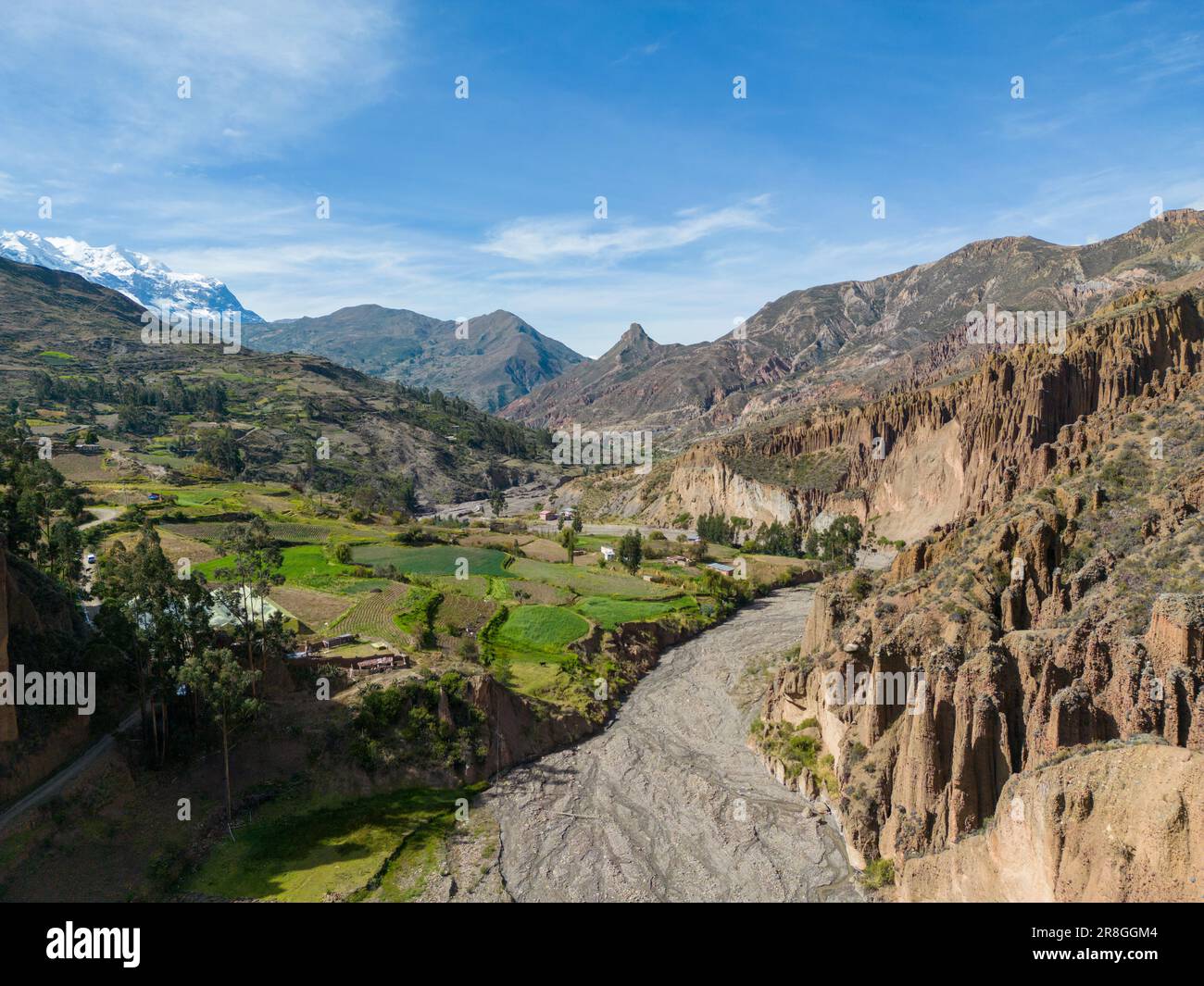 Aerial view of the beautiful Palca Canyon, a natural sight in the ...