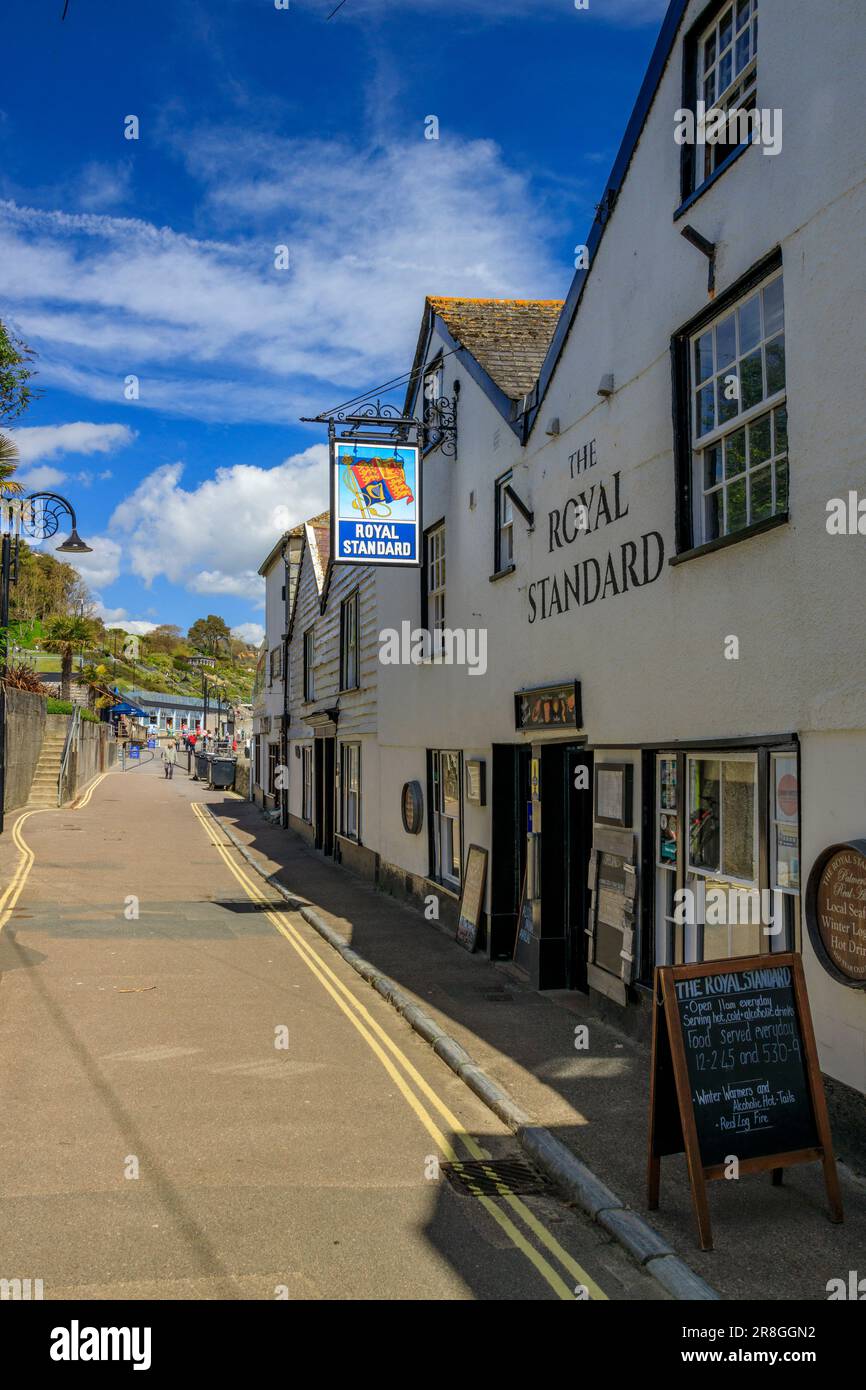 The historic Royal Standard pub/inn behind the harbour at Lyme Regis on ...
