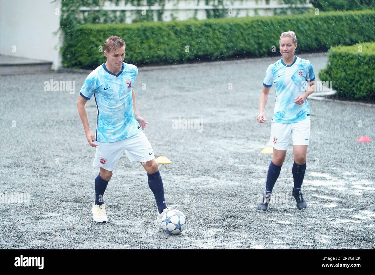 Oslo 20230621.Footballplayer Martin Odegaard and his girlfriend Helene ...