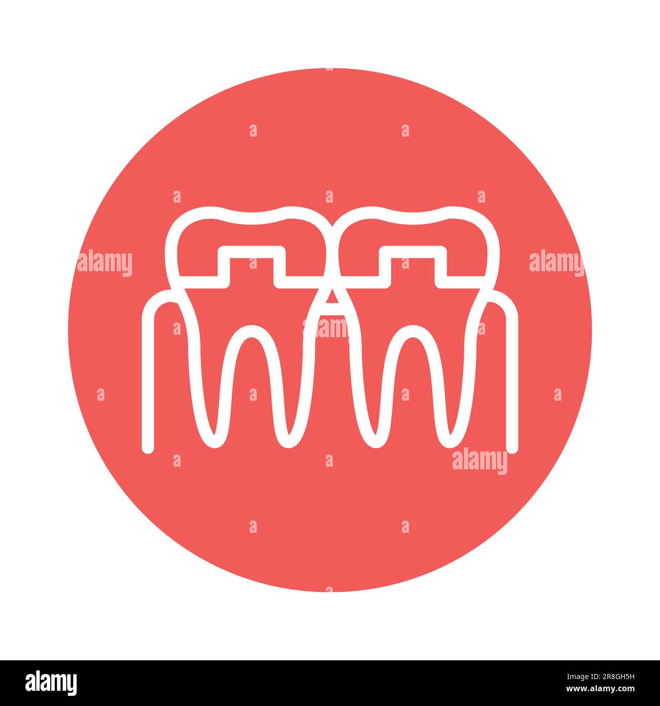 Crowned teeth color line icon. Isolated vector element. Outline ...