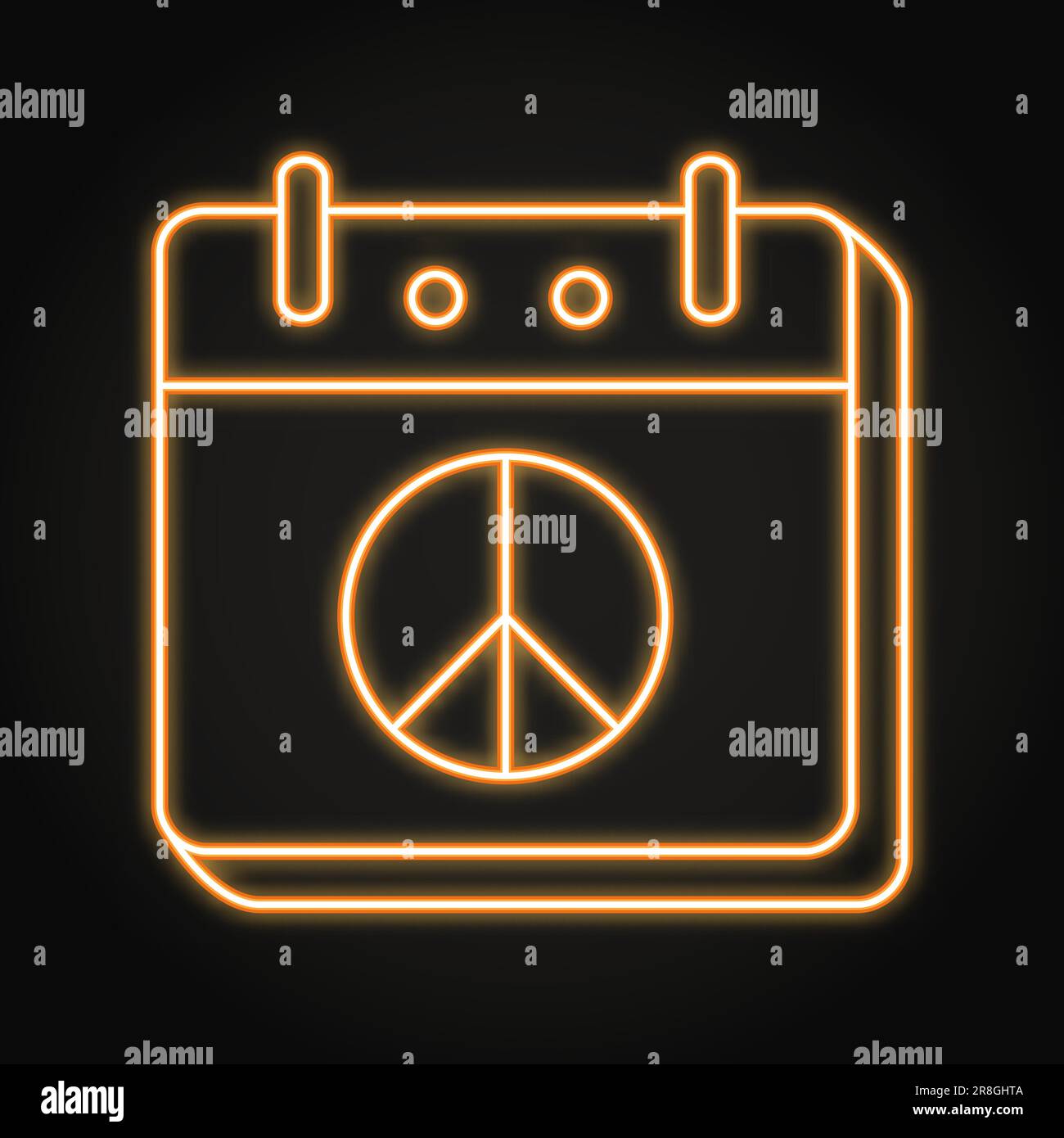 Calendar with peace sign neon icon. Day of peace, pacifism symbol ...