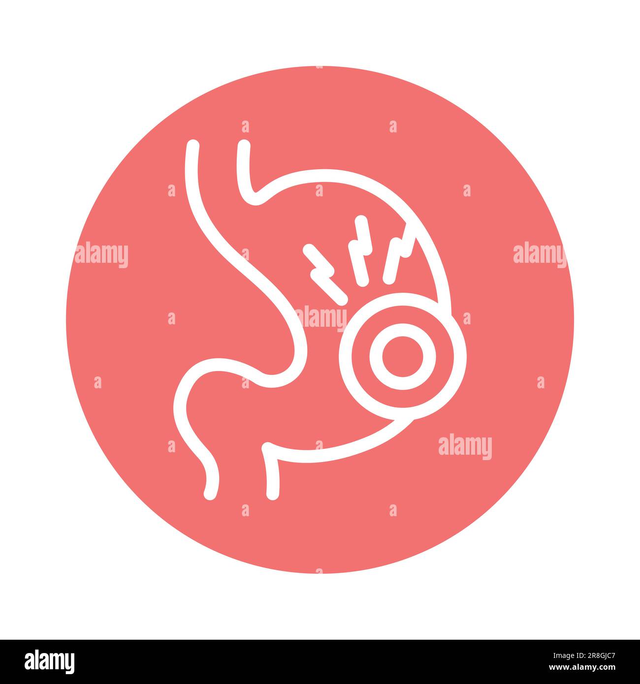 Stomach pain color line icon. Isolated vector element. Outline ...