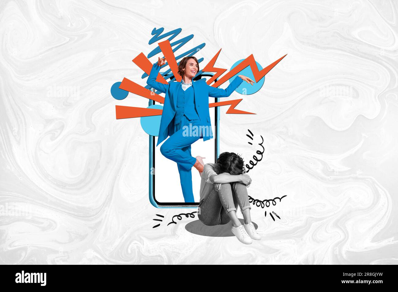 Photo motivation concept collage business lady influencer phone display ...