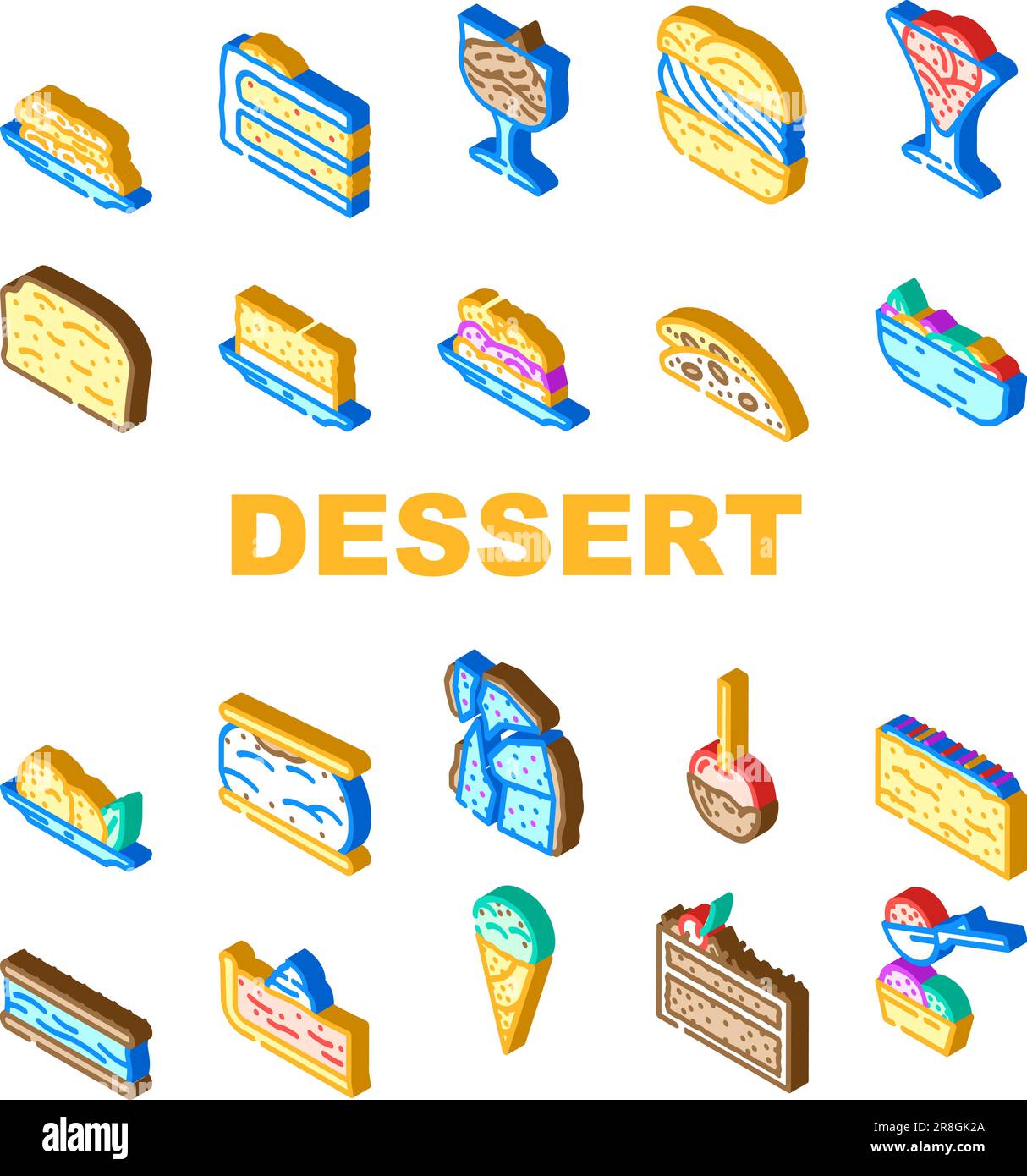 dessert cake food sweet icons set vector Stock Vector Image & Art - Alamy