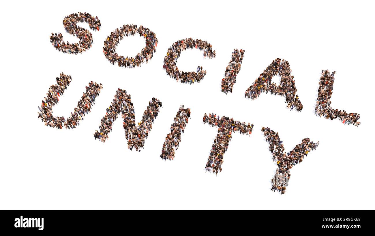 Concept conceptual large community of people forming SOCIAL UNITY ...