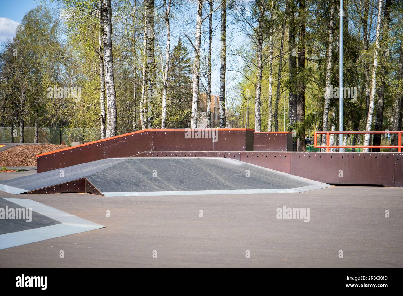 Extreme sports ramps in the city park. Holidays and leisure Stock Photo ...
