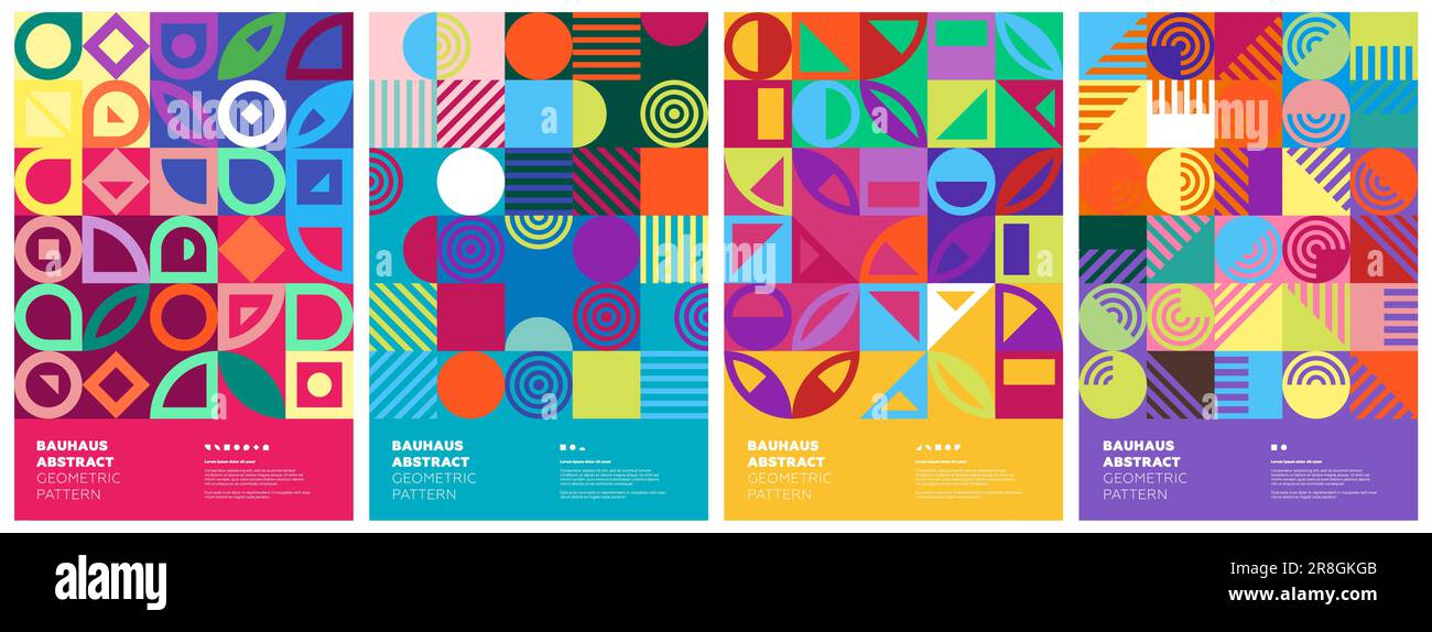 Abstract geometric bauhaus artworks. Simple shapes combination poster ...