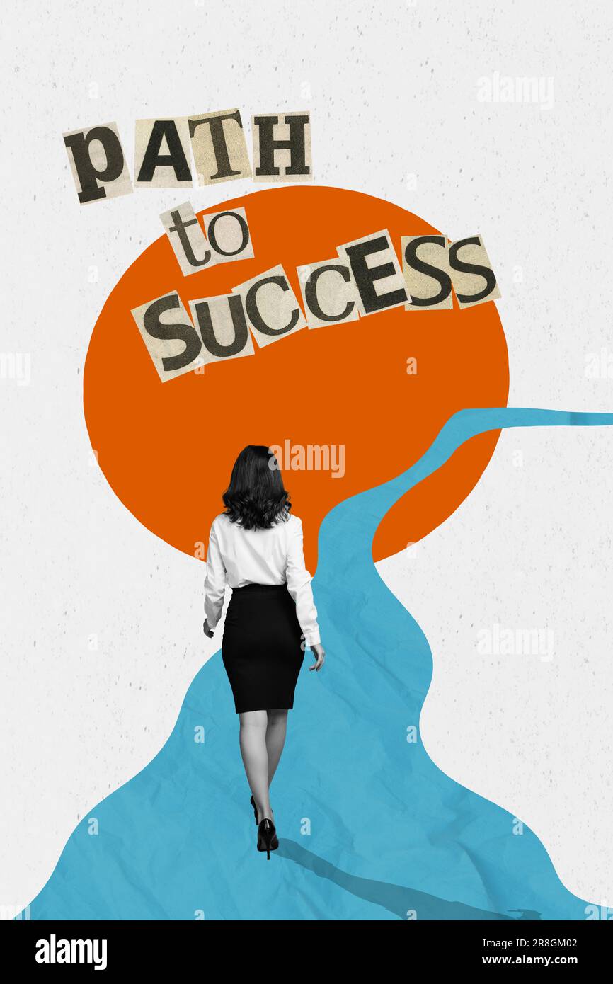 Creative photo collage dream path to success business lady formal ...