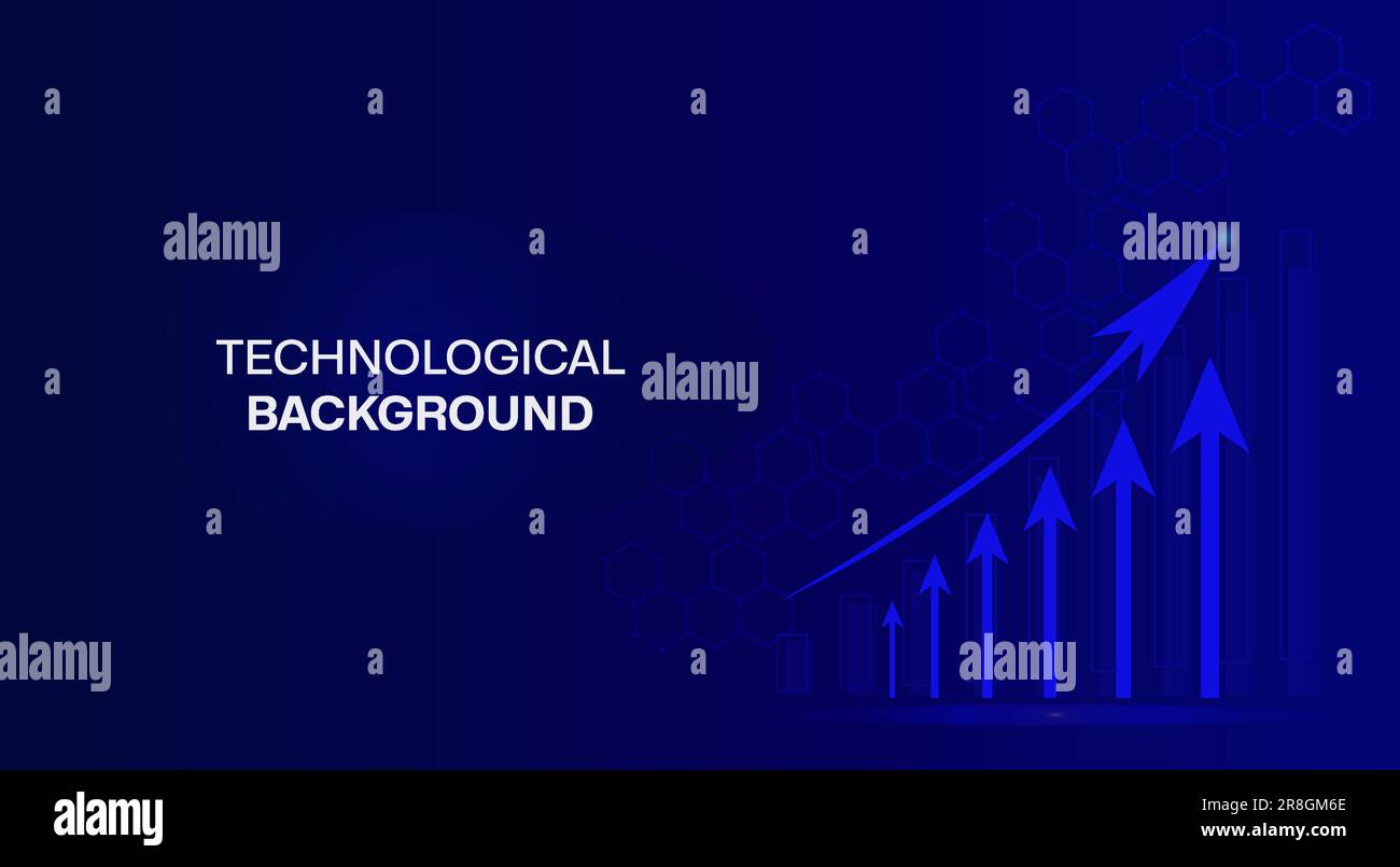 Futuristic blue, technology background with arrow, diagram. Big data ...