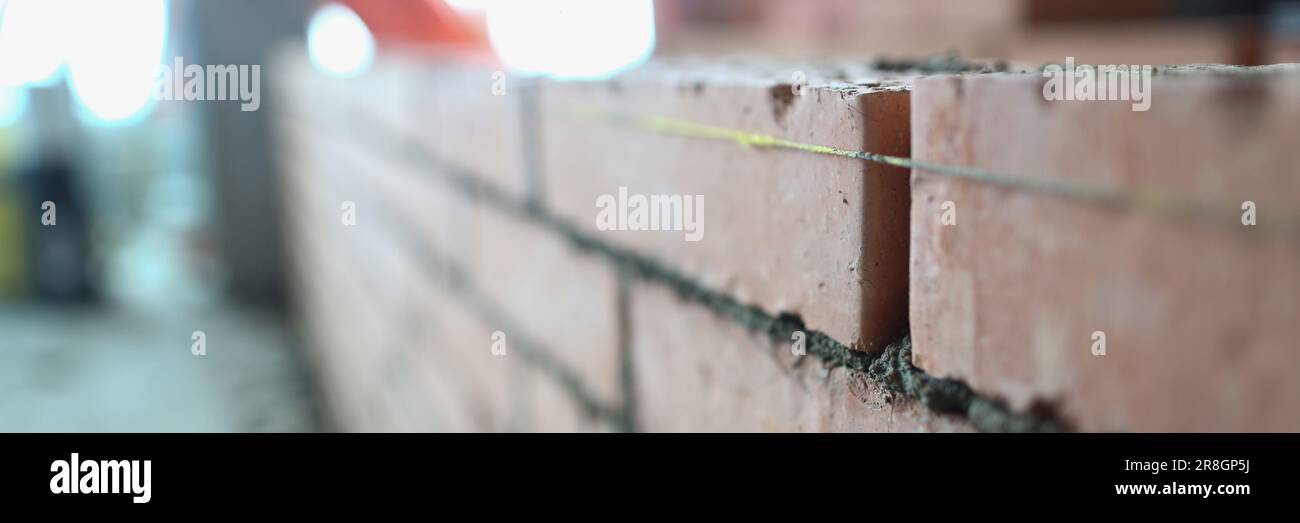 Brickwork of the wall correct laying of red brick for reliable wall of ...