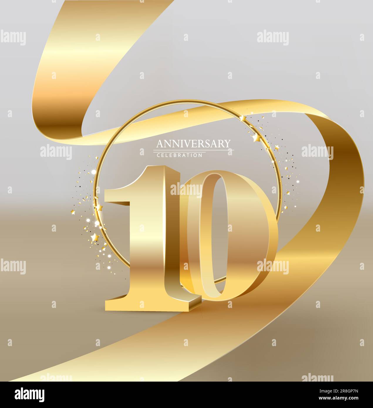 Anniversary 10. gold 3d numbers. Poster template for Celebrating 10th ...