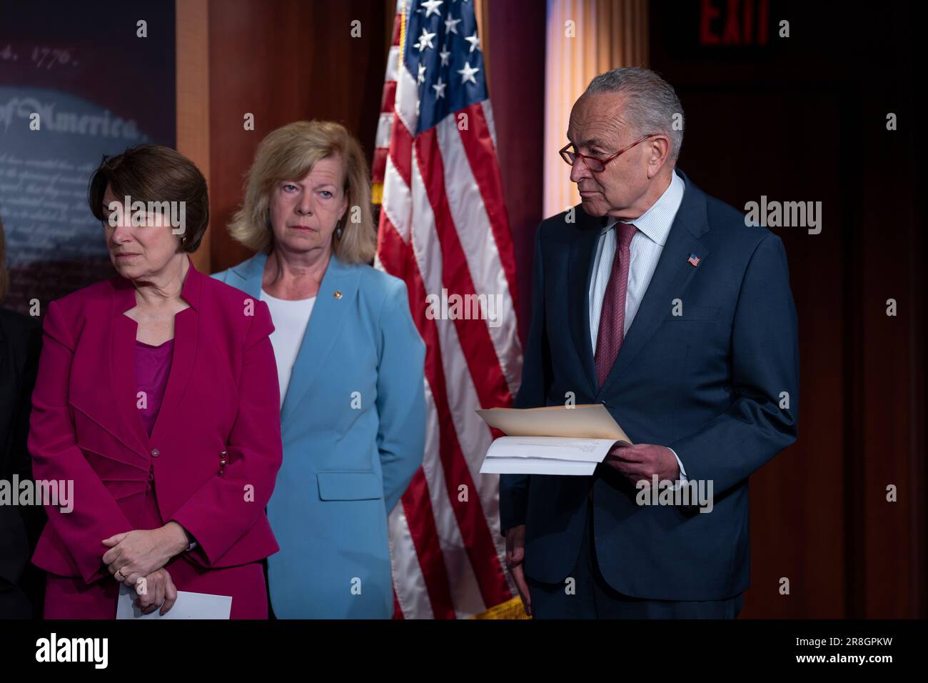 From left, Sen. Amy Klobuchar, D-Minn., Sen. Tammy Baldwin, D-Wis., and ...