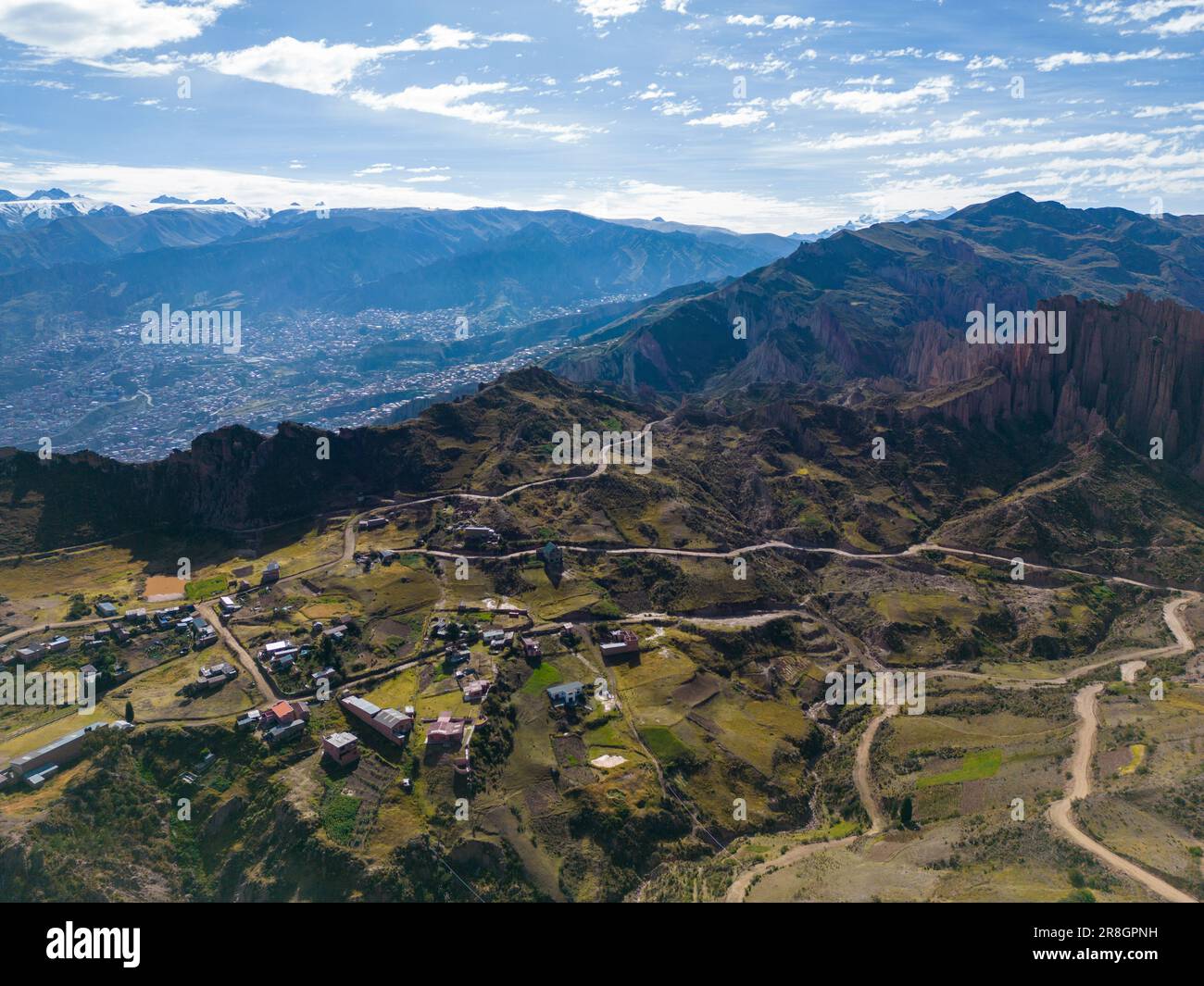 Aerial view from the impressive landmark Muela del Diablo down into the ...
