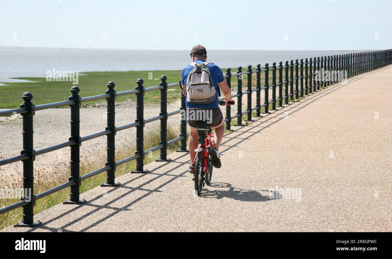 A lone biker on the promenade, Lytham St Annes, Lancashire, United ...