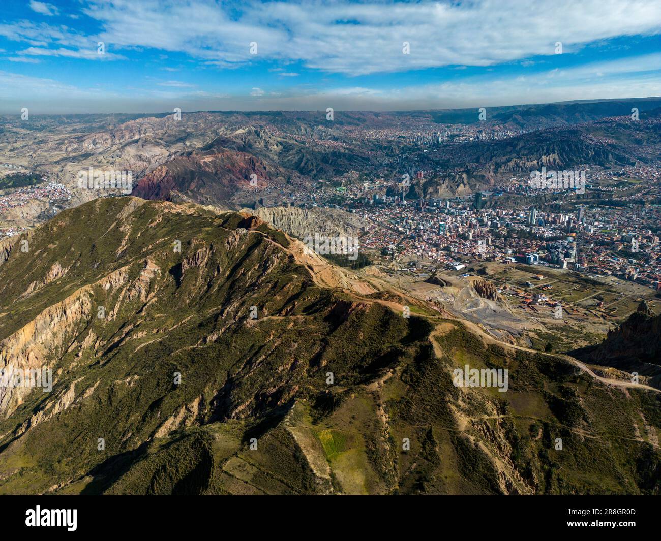 Aerial view from the impressive landmark Muela del Diablo down into the ...