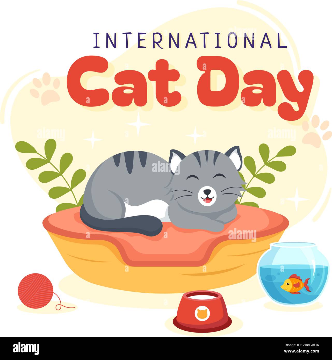 International Cat Day Vector Illustration on August 8 with Cats Animals ...