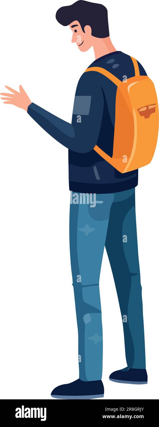 Male holding backpack, walking Stock Vector Image & Art - Alamy