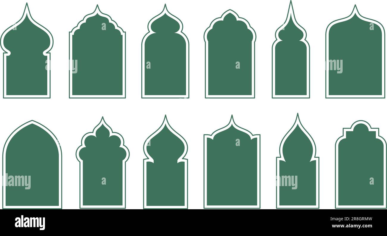 Islamic window frames illustrations collection. Arabian architecture ...