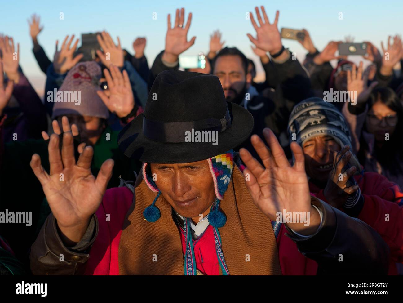 Aymara Indigenous people receive the first rays of sunlight in a New ...