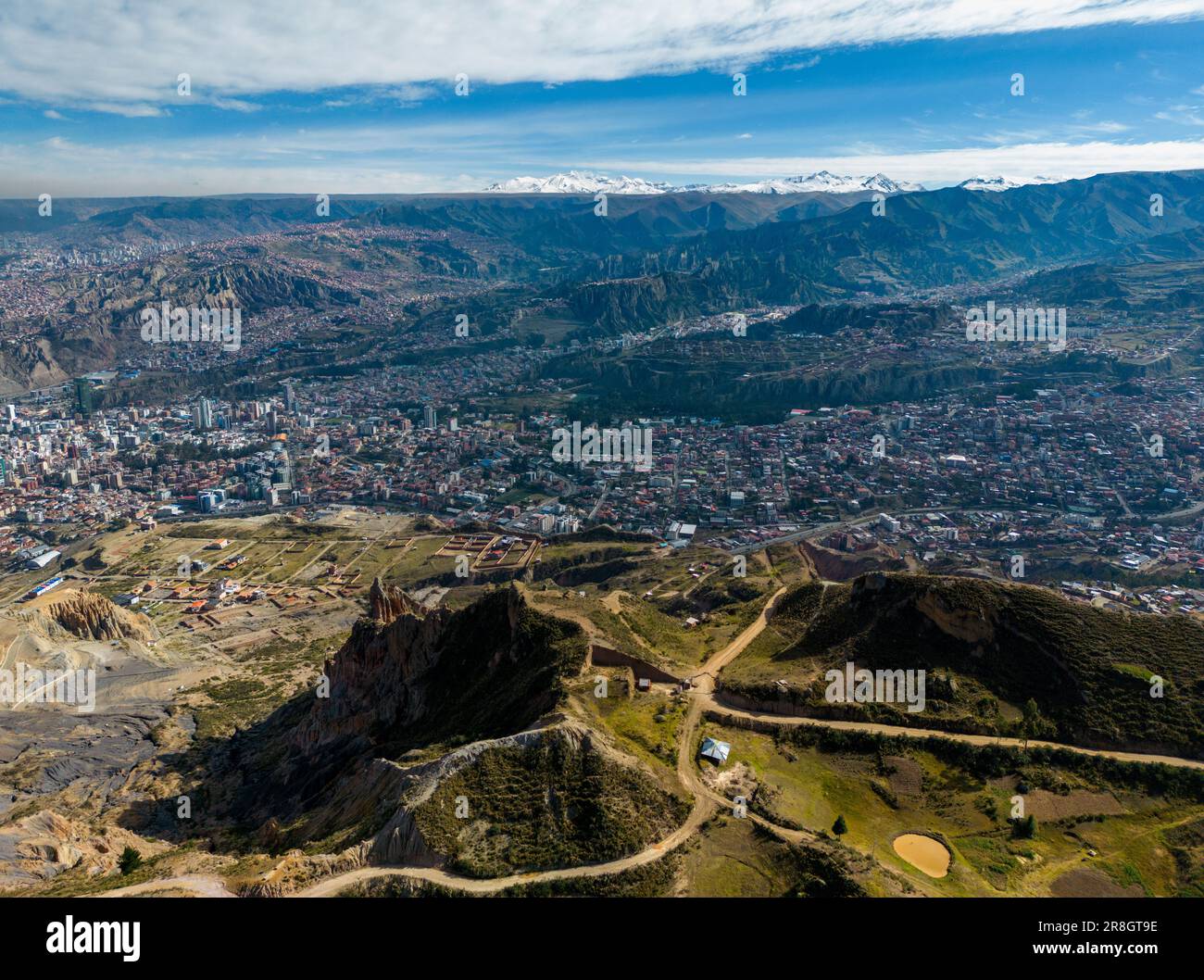 Aerial view from the impressive landmark Muela del Diablo over the ...