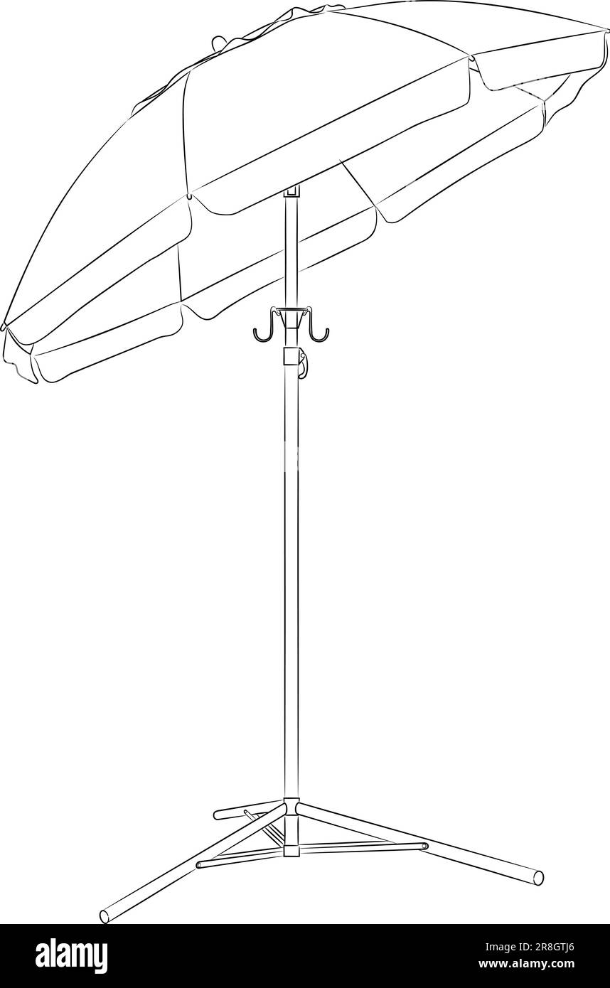 Line art illustration of large tilted sunumbrella. Vector illustration ...