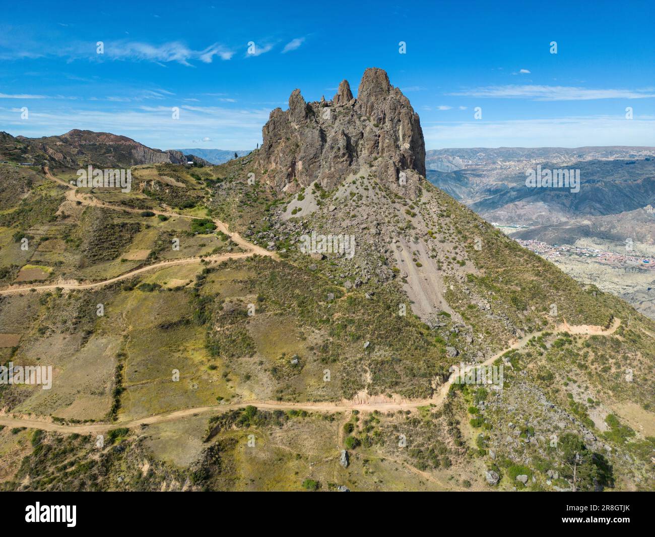 Scenic rock formation and viewpoint Muela del Diablo, the Devil´s tooth ...