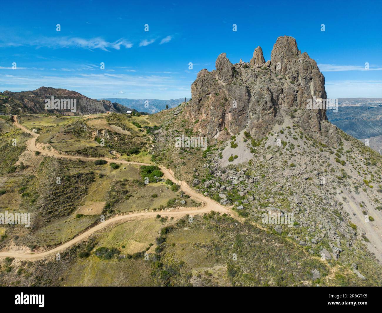 Scenic rock formation and viewpoint Muela del Diablo, the Devil´s tooth ...
