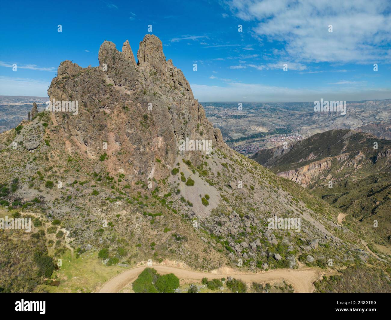 Scenic rock formation and viewpoint Muela del Diablo, the Devil´s tooth ...