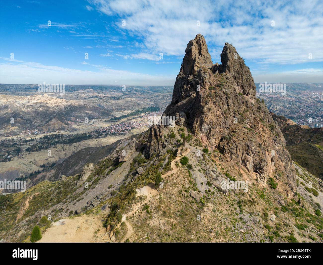 Scenic rock formation and viewpoint Muela del Diablo, the Devil´s tooth ...