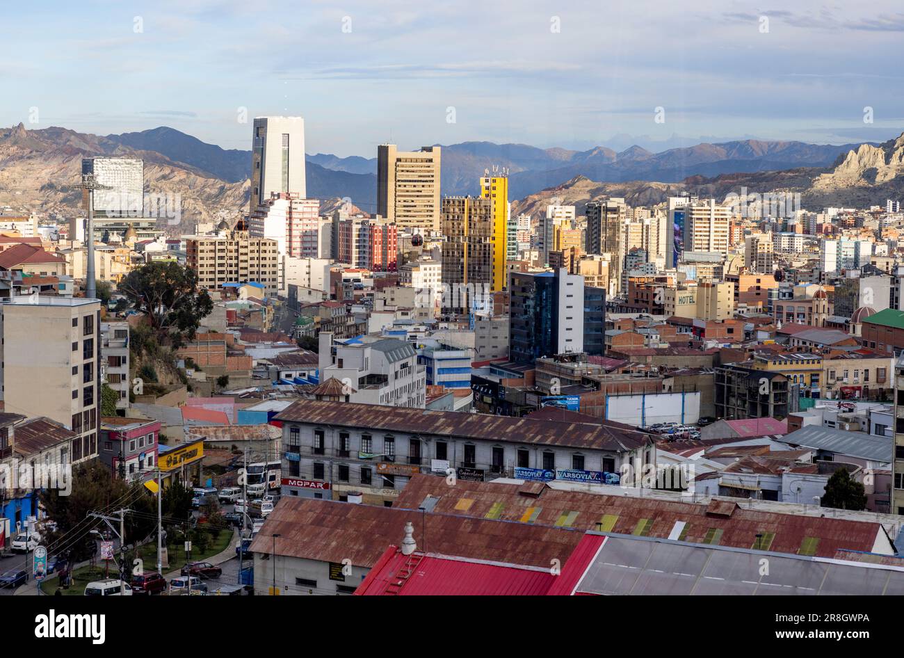 Rooftop view over the highest administrative capital, the city La Paz ...