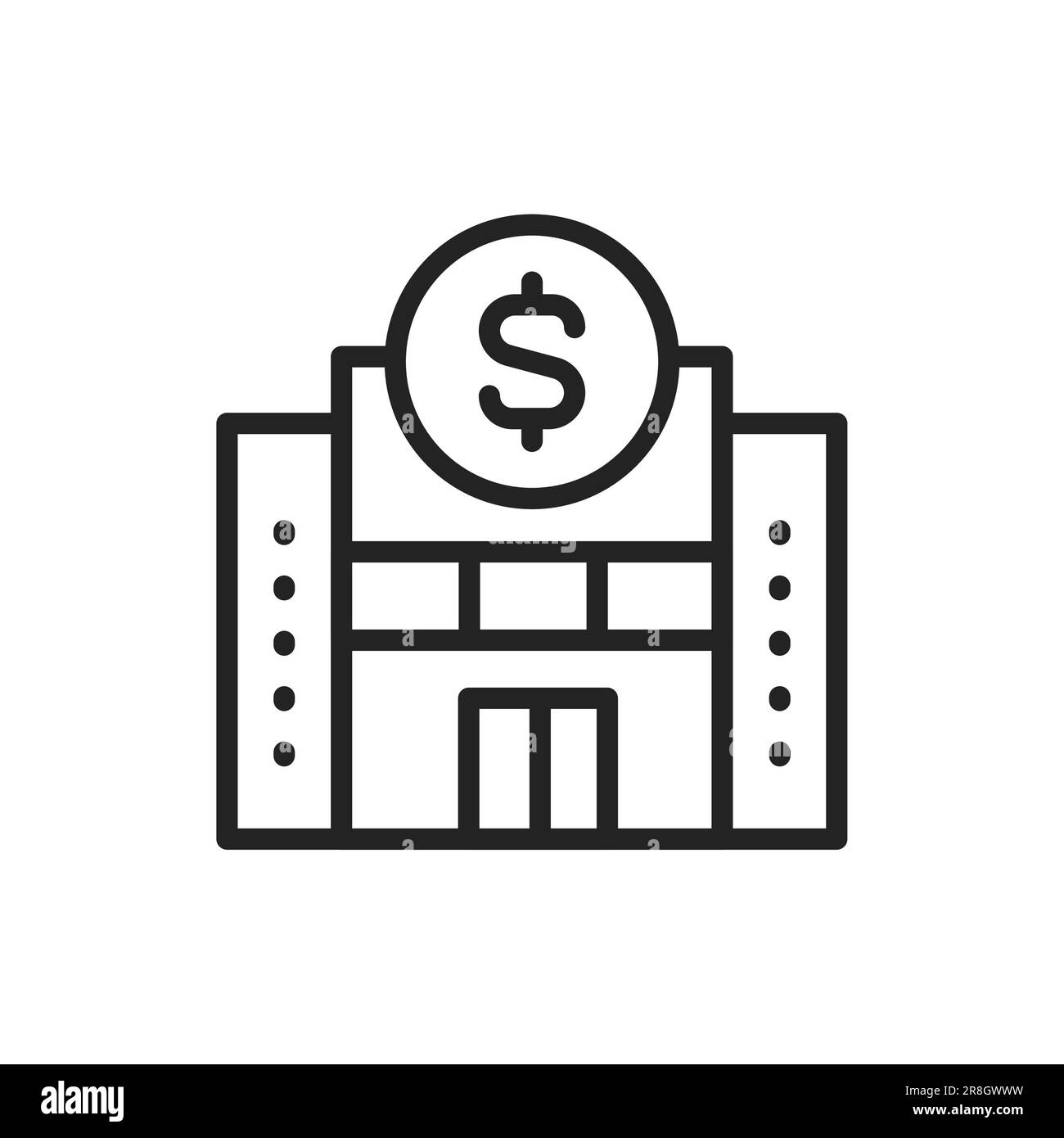 Bank building color line icon. Isolated vector element. Outline ...