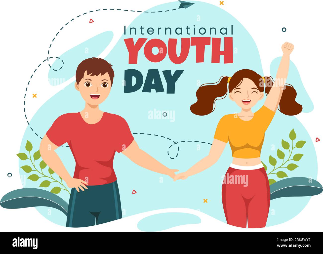 Happy International Youth Day Vector Illustration with Young Boys and ...