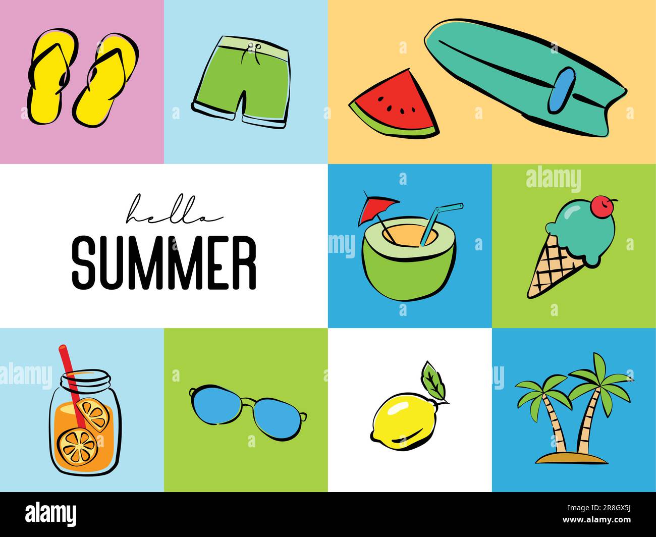 Hello spring summer vacation Stock Vector Images - Alamy