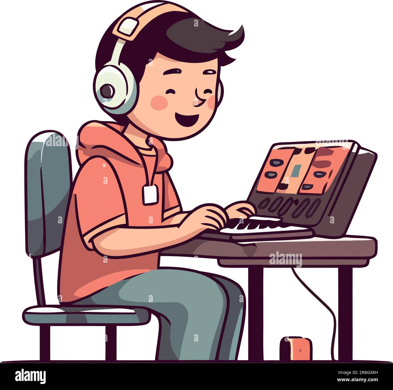 Child playing with computer table Stock Vector Images - Alamy