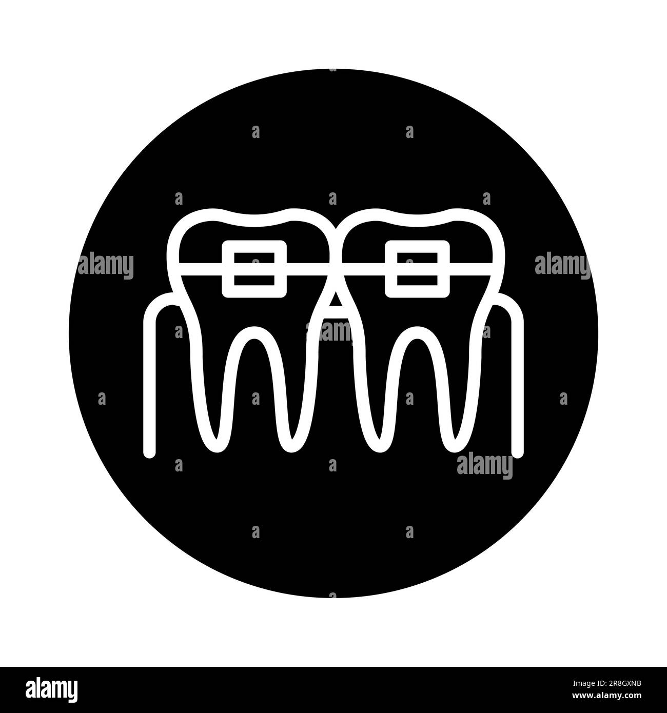 Teeth In Braces Color Line Icon Isolated Vector Element Outline Pictogram For Web Page Mobile