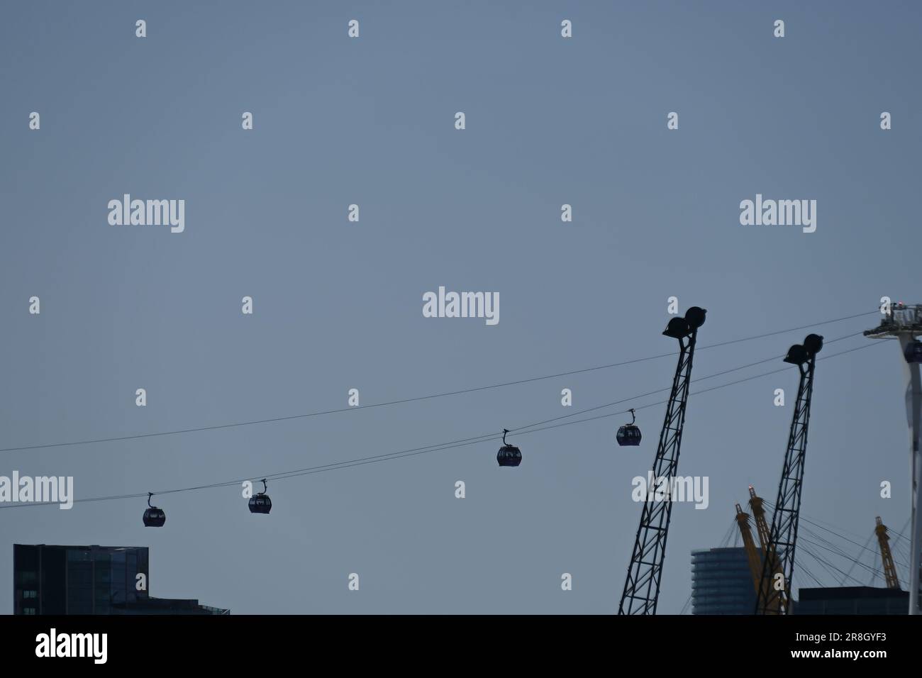 IFS Cloud Royal Docks Gondola lift station, London Cable Car Stock ...