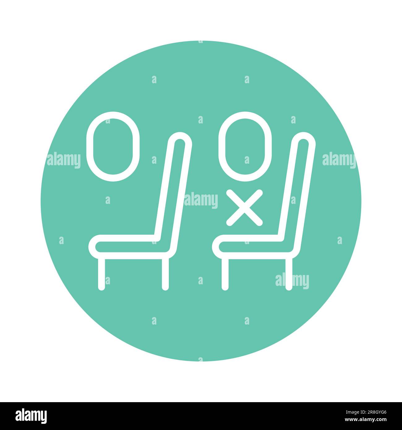 Airplane safety distance color line icon. Isolated vector element ...