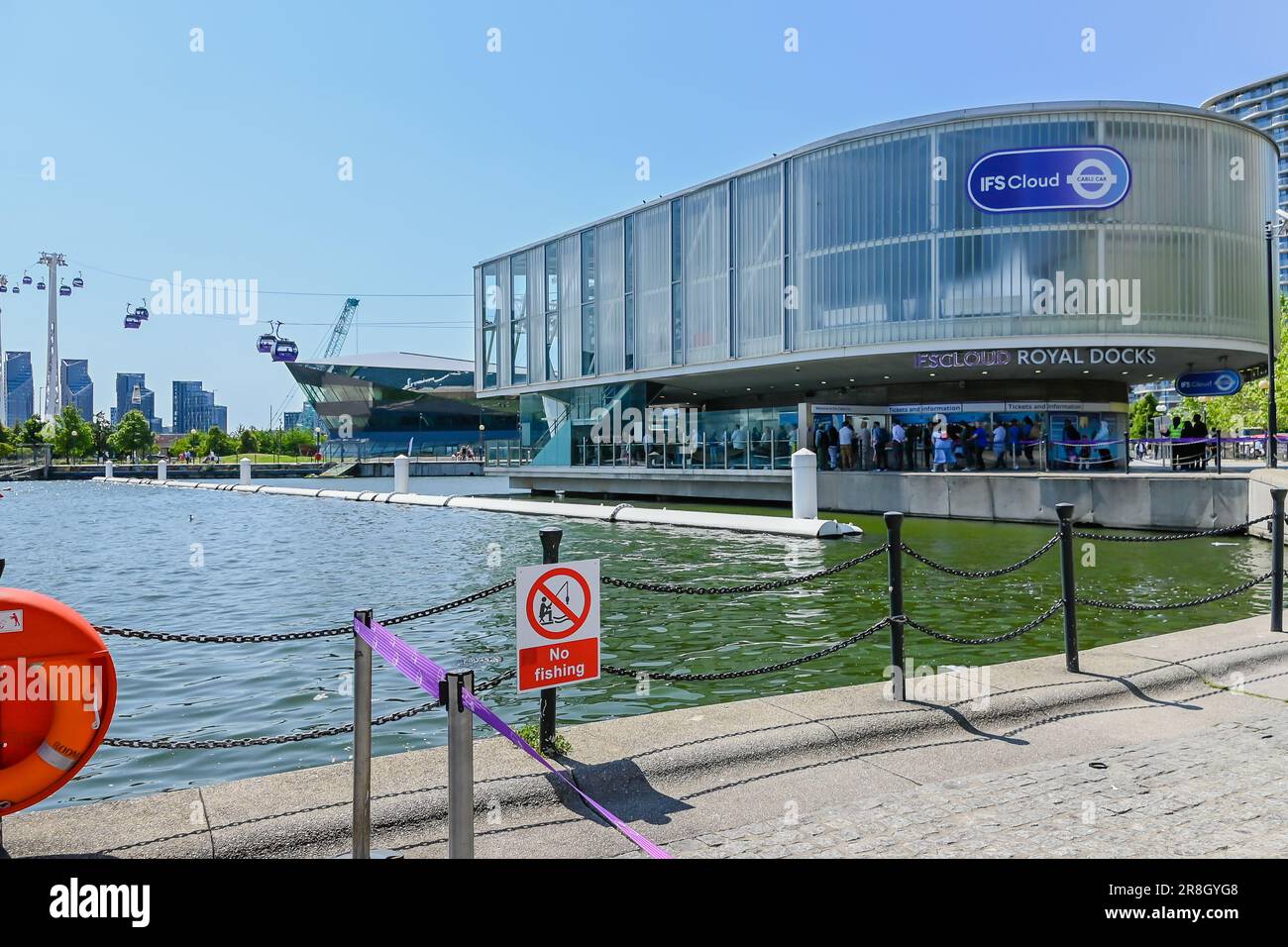 IFS Cloud Royal Docks Gondola lift station in Royal Docks, London Stock ...