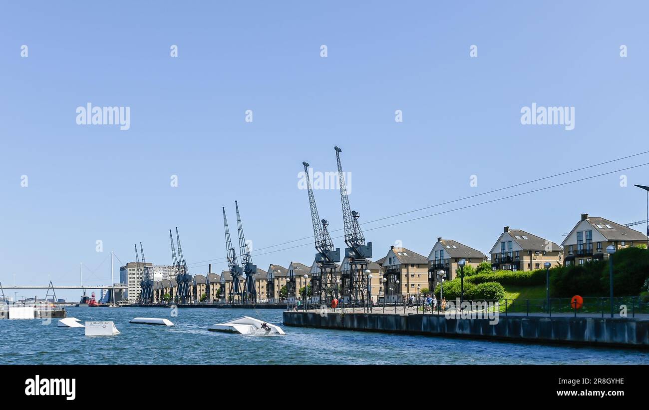 London Royal Docks water-sports centre, Newham, London Stock Photo - Alamy
