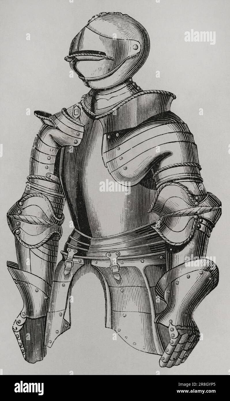 History of France. 15th century flat armour. Engraving. "Les Arts Au ...