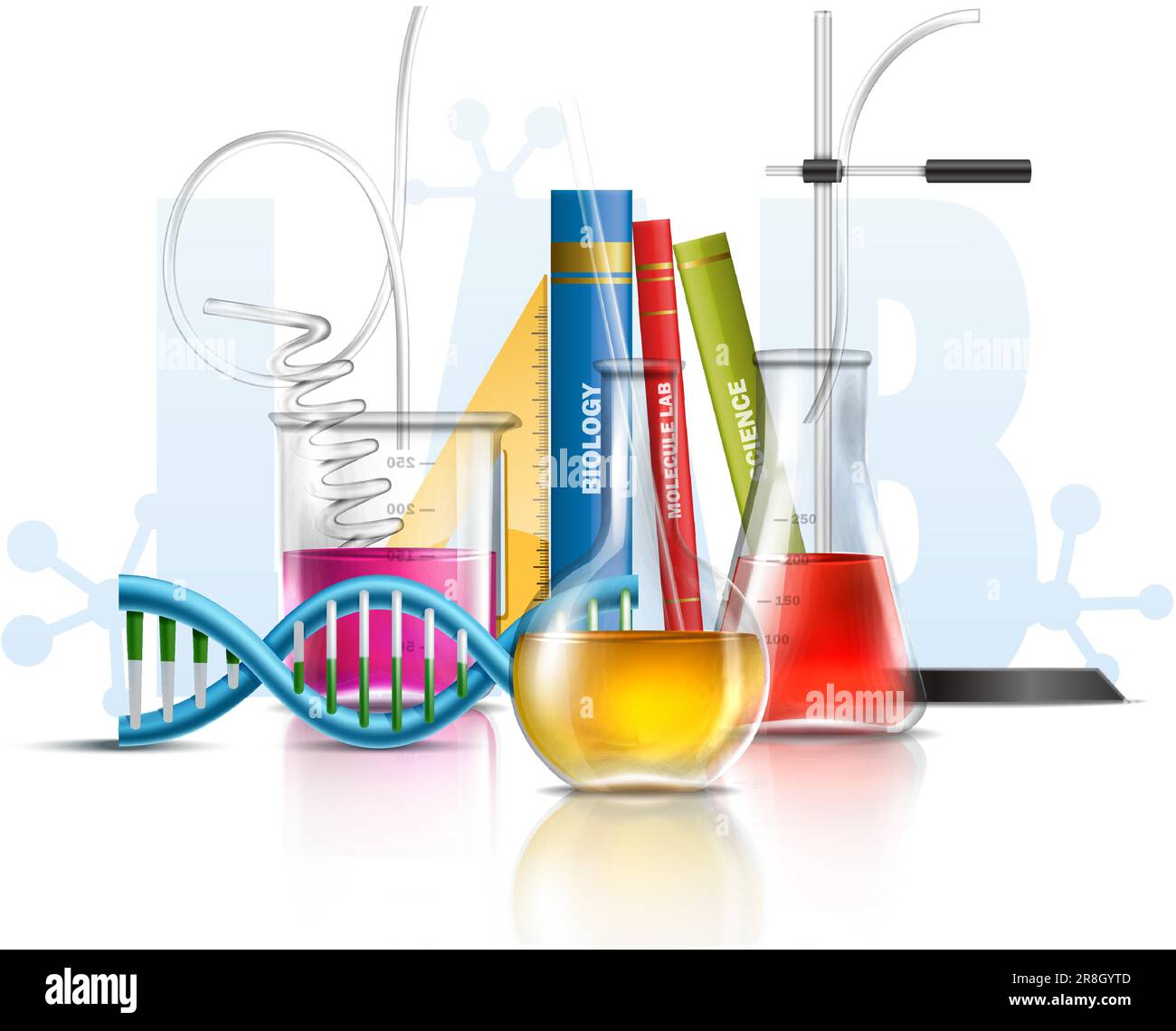 3d realistic vector illustration. Molecular bio technologies in ...
