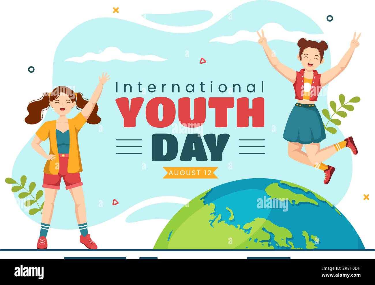 Happy International Youth Day Vector Illustration with Young Boys and ...