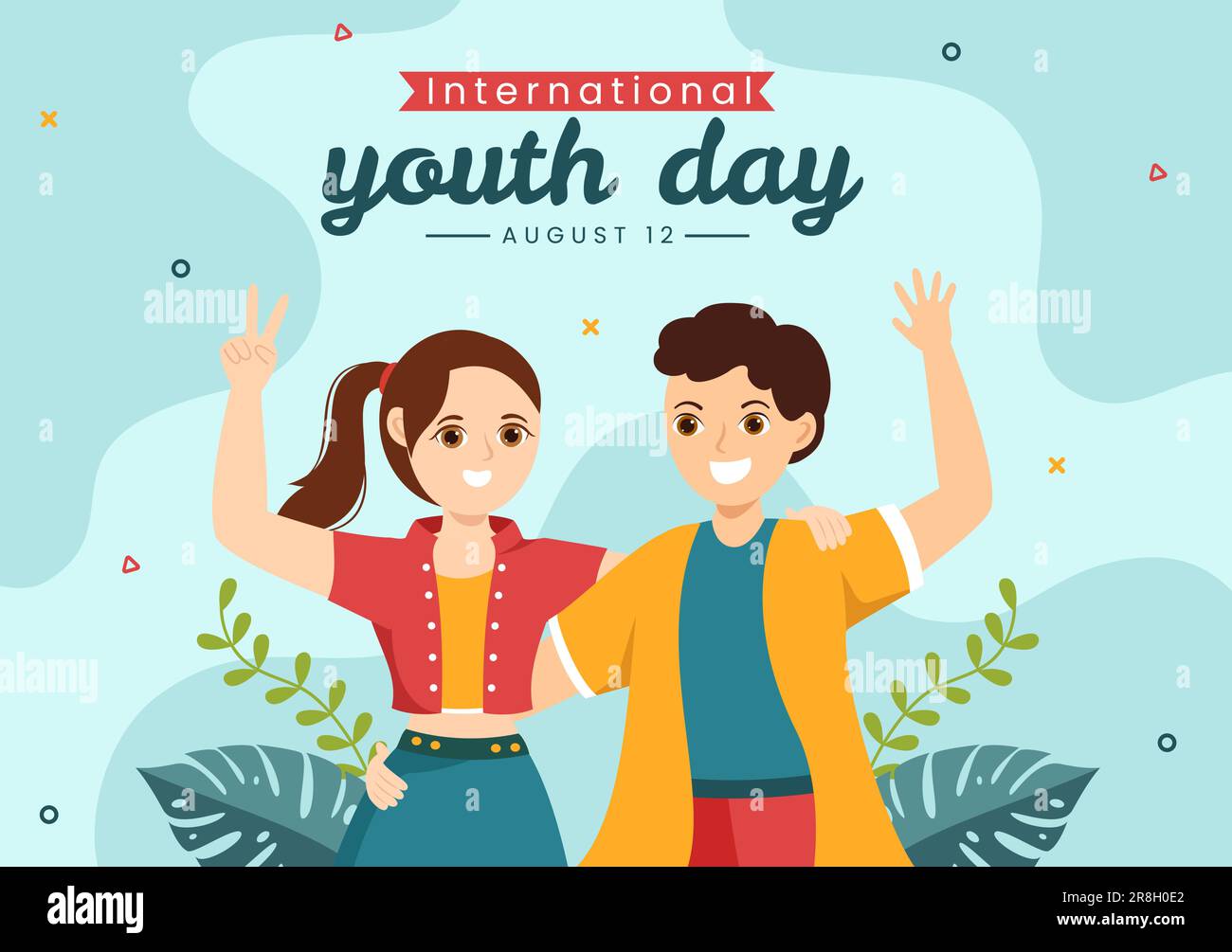 Happy International Youth Day Vector Illustration with Young Boys and ...