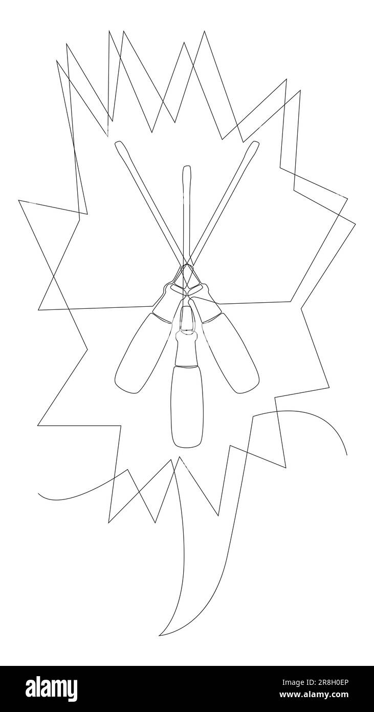 One Continuous Line Of Speech Bubble With Screwdriver Thin Line