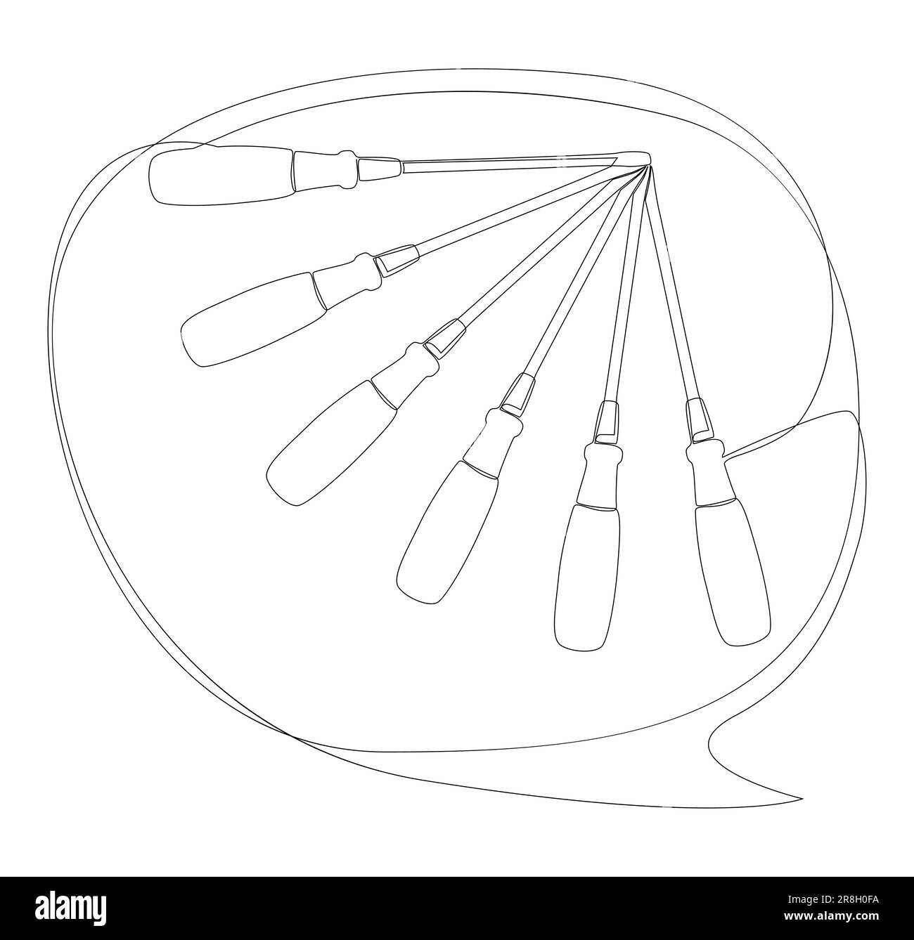 One Continuous Line Of Speech Bubble With Screwdriver Thin Line Illustration Vector Concept