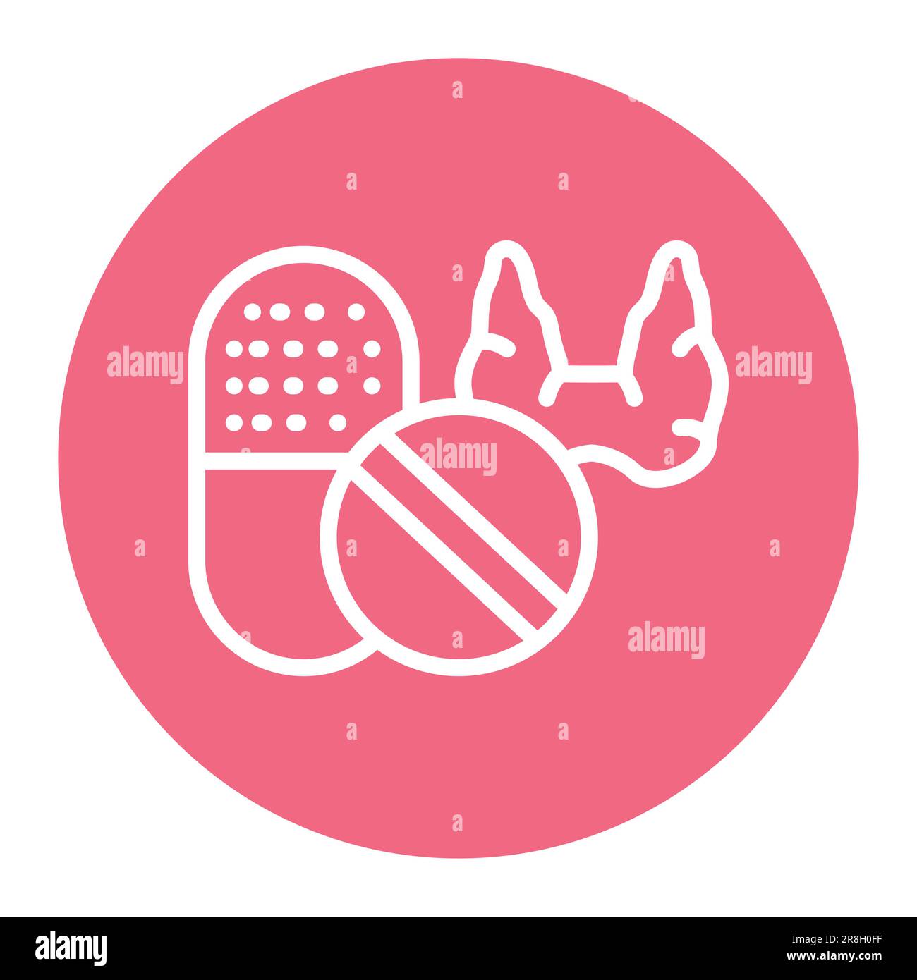 Thyroid treatment color line icon. Isolated vector element. Outline ...
